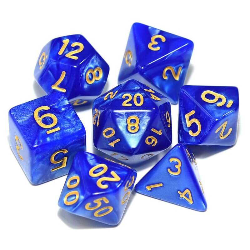 DnD Dice Blue /w Gold - BlueWizardGaming | Unique DnD Dice | Metal Dice ...